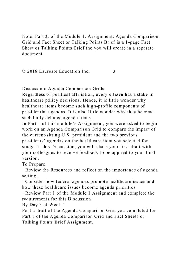 Agenda Comparison Grid and Fact Sheet or Talking Points Brief .docx | Political Issues & policy ...
