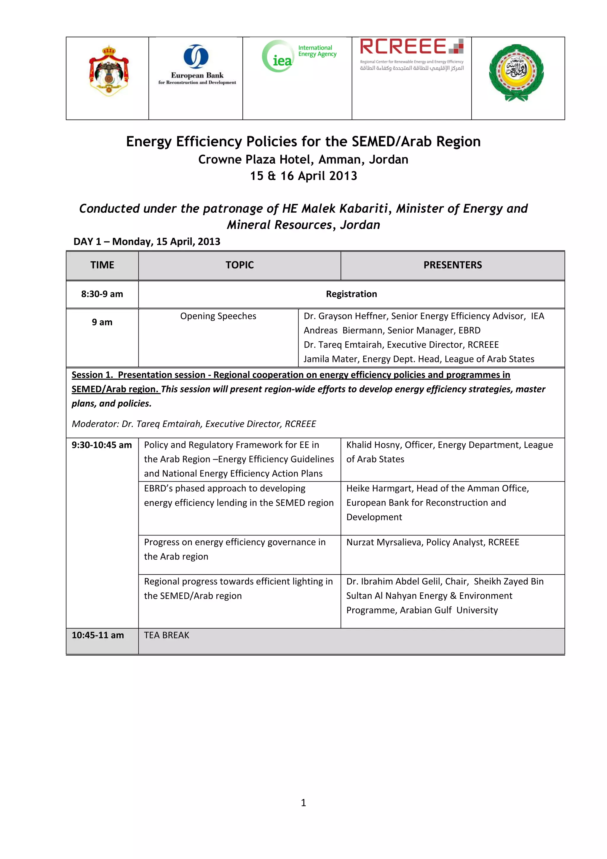 Agenda ee policies for semed arab region | PDF | Power and Energy ...