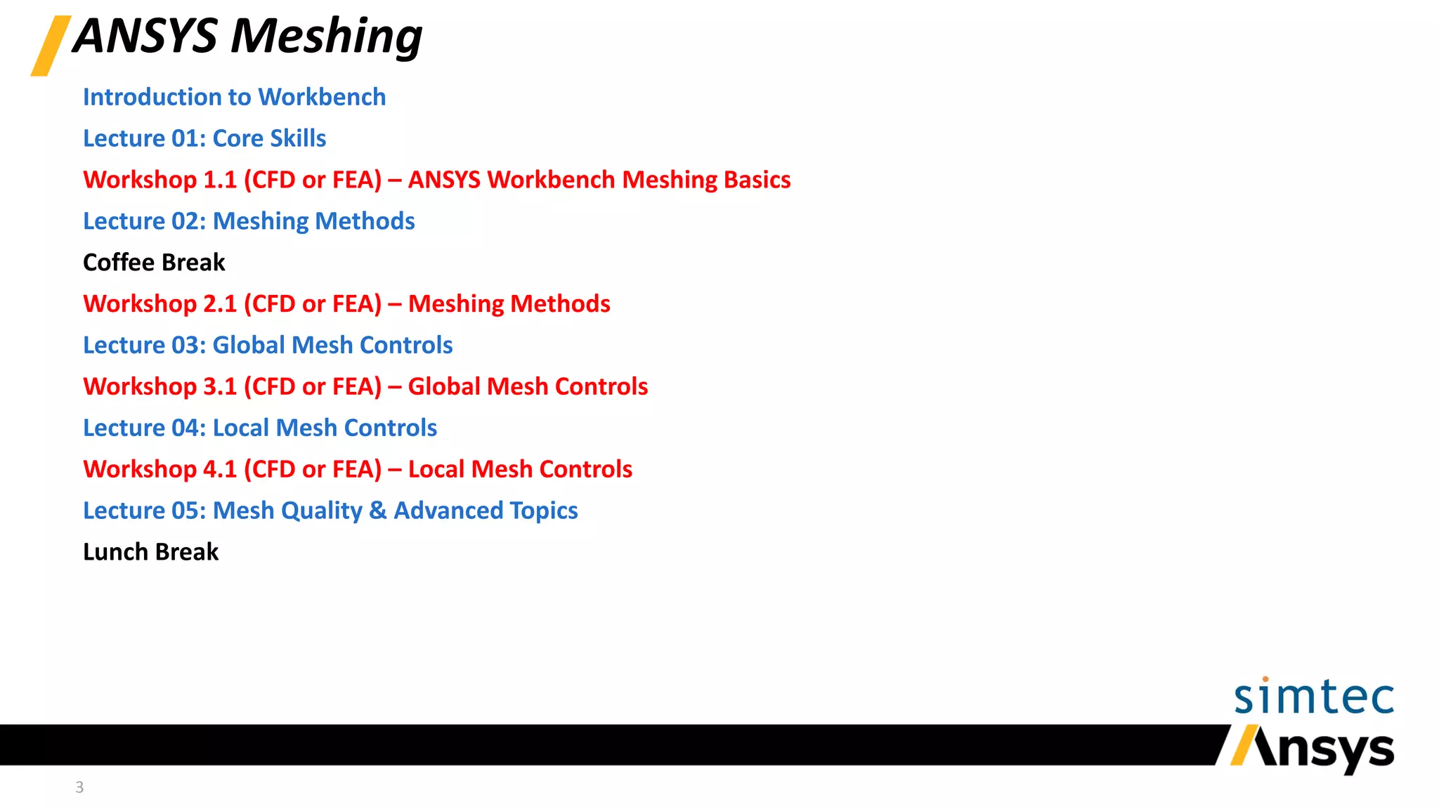 Agenda ANSYS training | PPTX