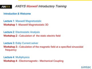 ANSYS MAXWELL TRAINING AGENDA | PPTX