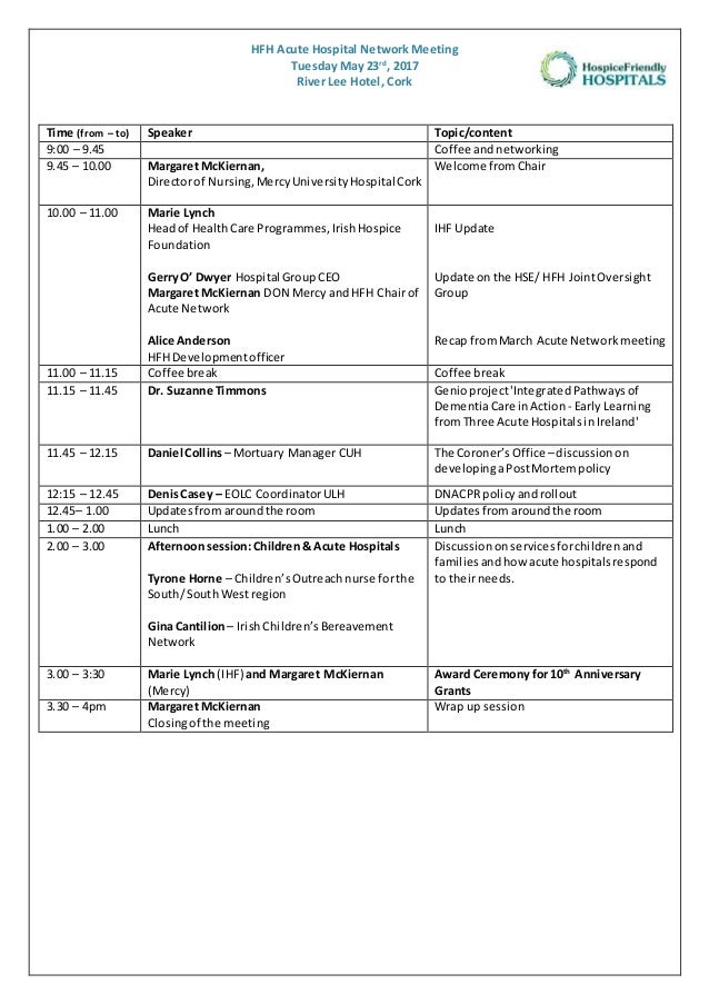 May Acute Network Meeting AGENDA