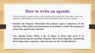 Academic writing - How to write an agenda | PPTX