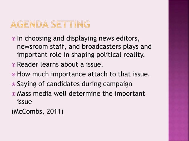Agenda setting theory ppt | PPTX