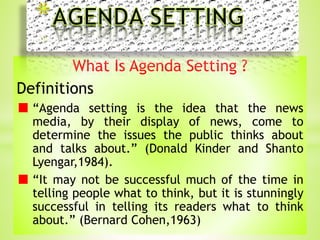 Agenda setting :presented by H.GHULAM ALI SAQI from institute of ...