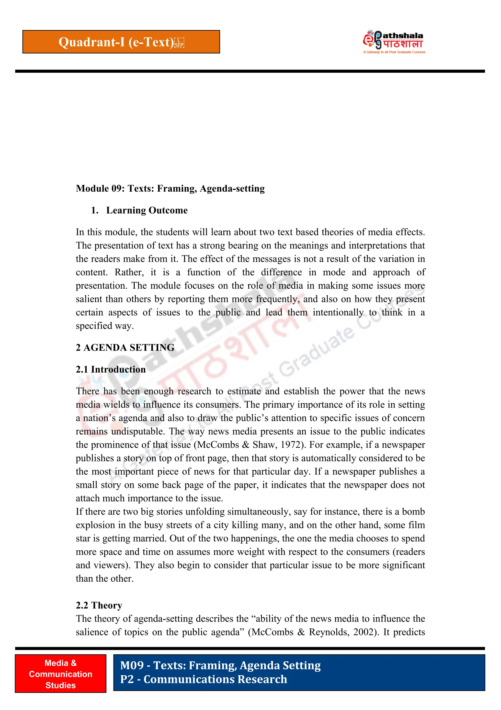 agenda setting framing research paper analysis | PDF