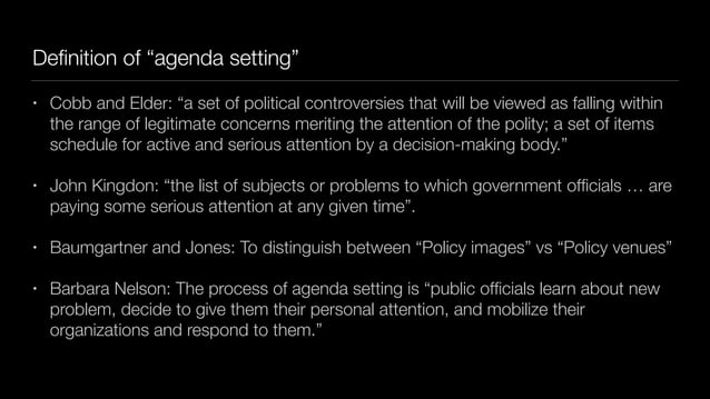 Politics and Policy Process: Agenda Setting | PDF | Political Issues ...