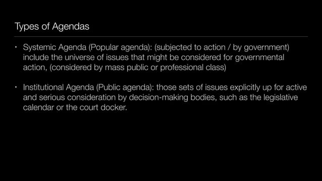 Politics and Policy Process: Agenda Setting | PDF | Political Issues ...