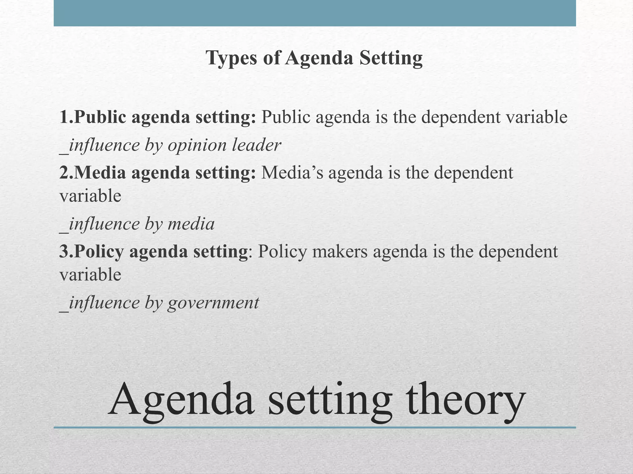 Agenda Setting Theory. | PPTX