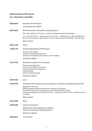 Agenda, SIGMA Workshop on PPP contracts, Turkey, 11-12 April 2018 | PDF ...