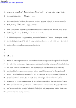 A general extrudate bulk density model for both twin screw and single ...