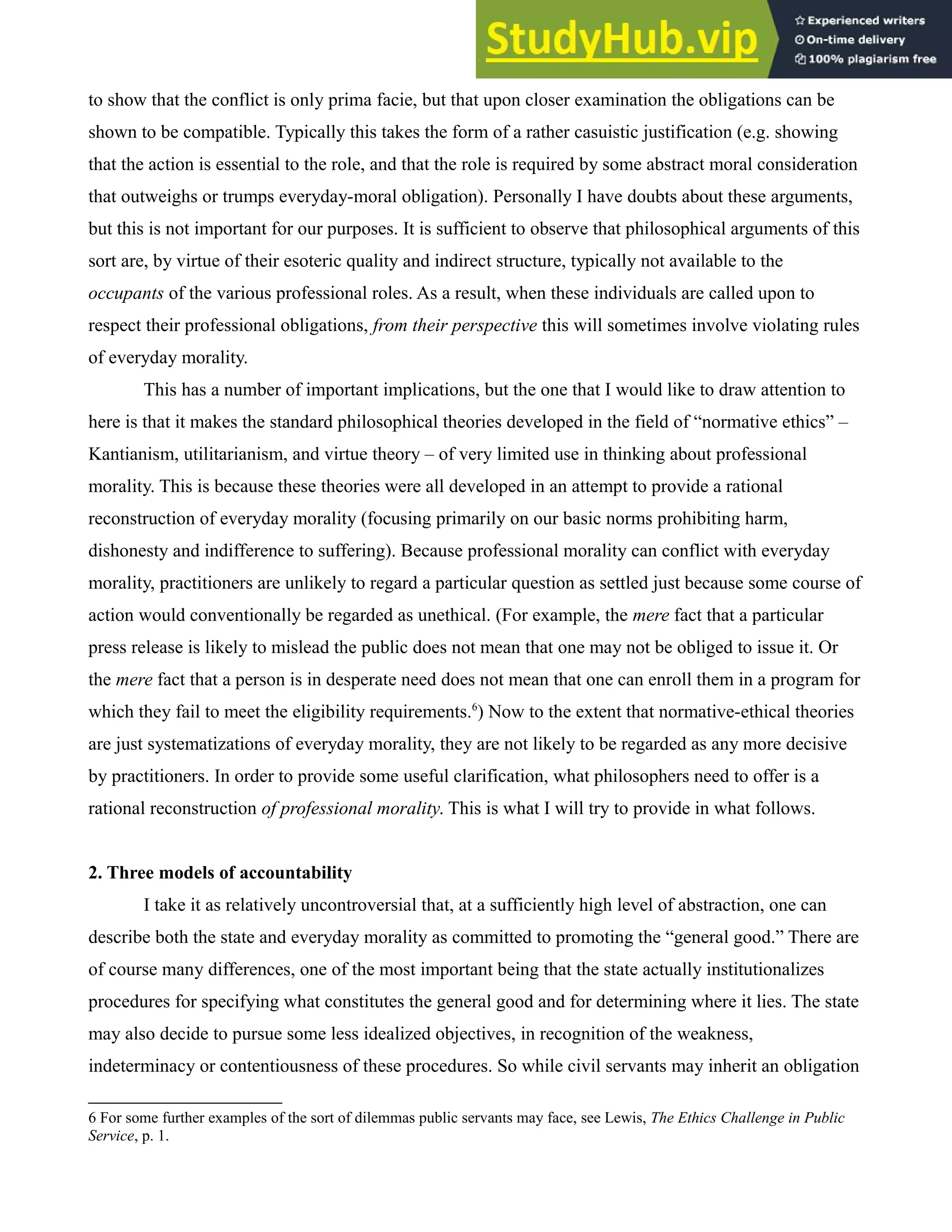 A General Framework For The Ethics Of Public Administration | PDF