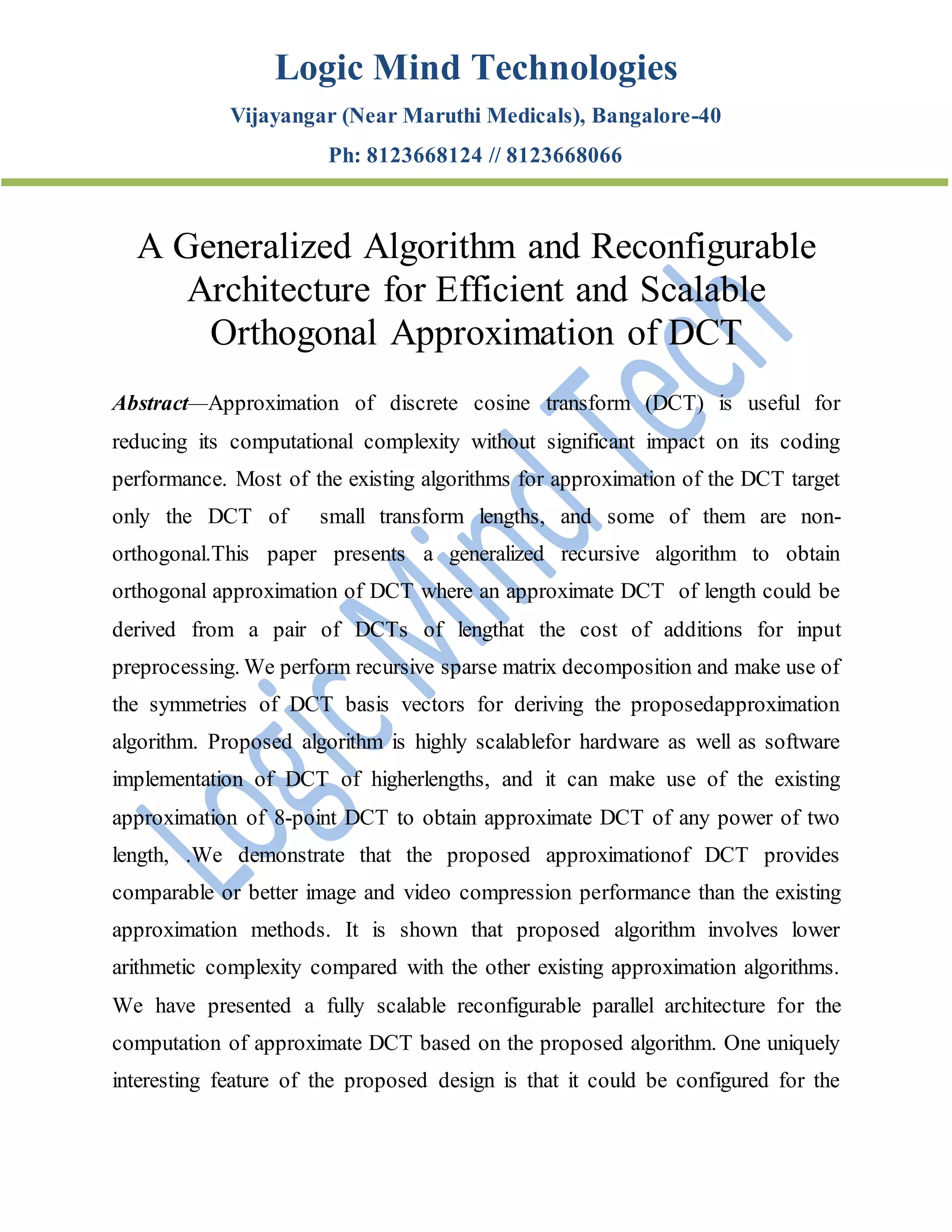 A Generalized Algorithm And Reconfigurable Pdf