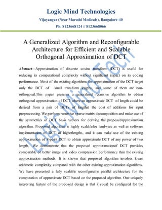 A generalized algorithm and reconfigurable | PDF