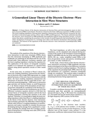 A generalized linear theory of the discrete electron–wave interaction in slow wave structures | PDF