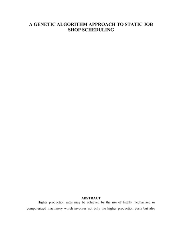 A genetic algorithm approach to static job shop scheduling | DOC