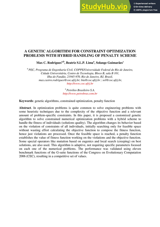 A Genetic Algorithm For Constraint Optimization Problems With Hybrid Handling Of Penalty Scheme ...