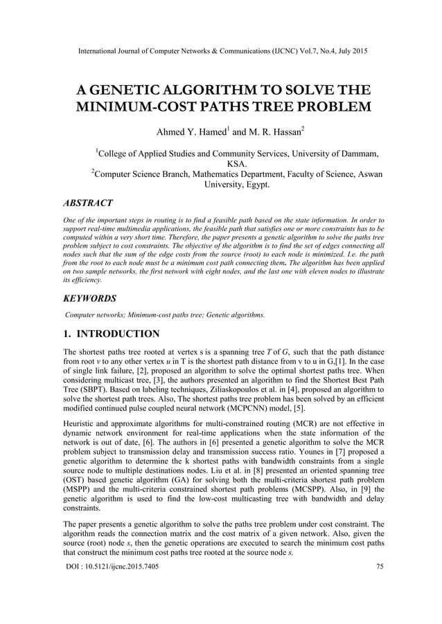 A genetic algorithm to solve the | PDF