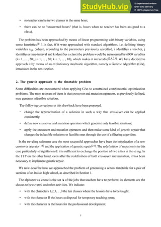 A Genetic Algorithm To Solve The Timetable Problem | PDF