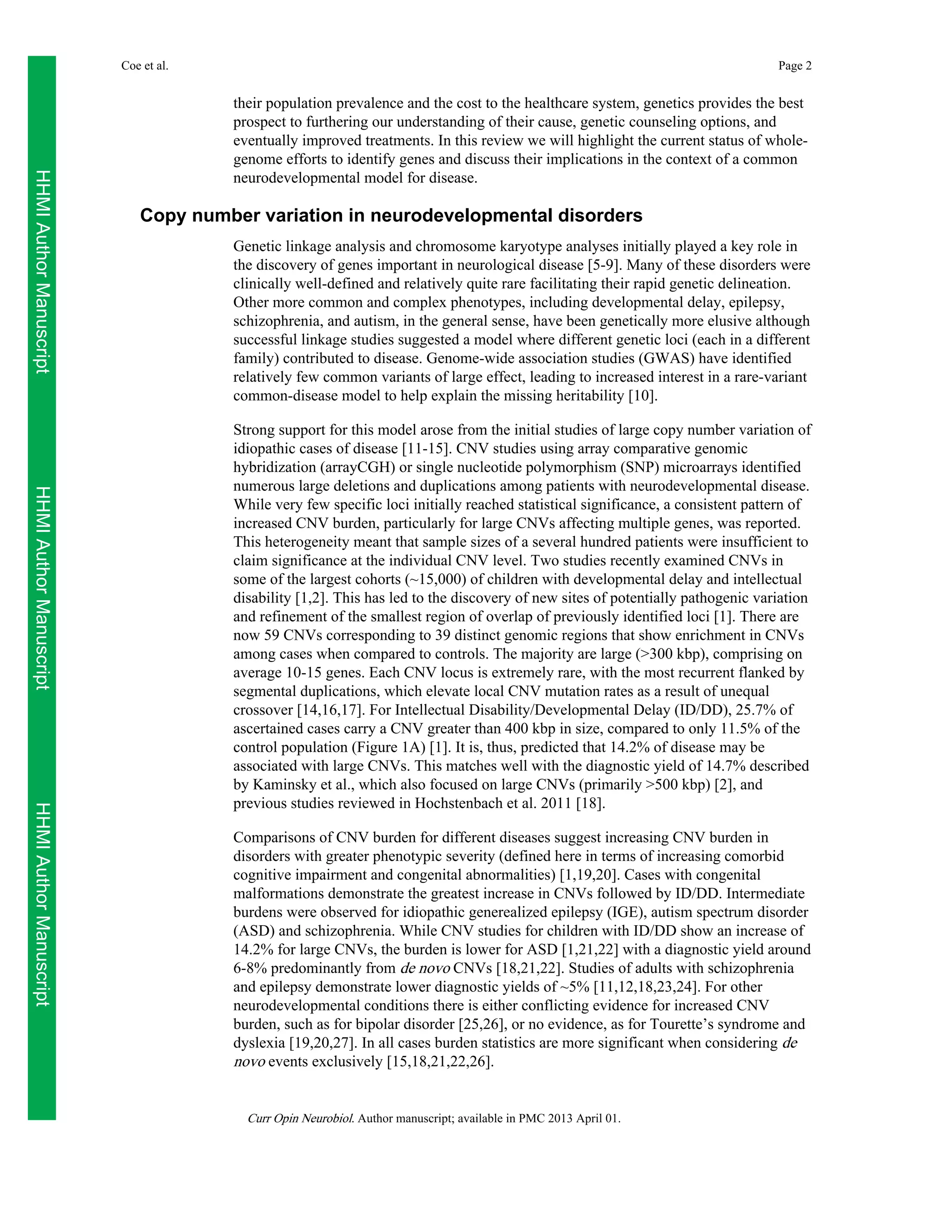 A genetic model for neurodevelopmental disease | PDF