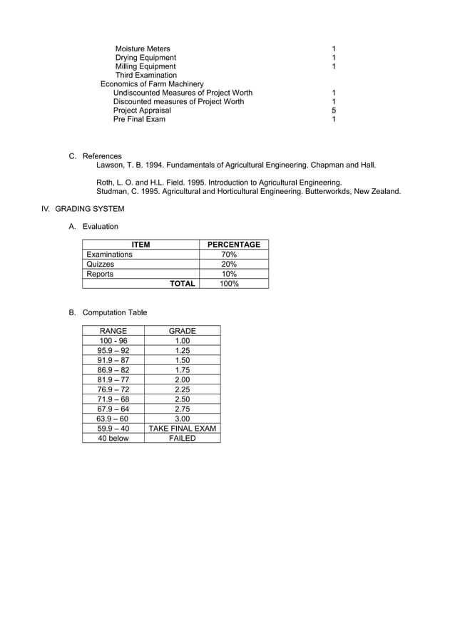 Ag eng 111 course outline | DOC
