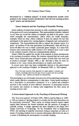 A Genre-Based Approach To The Teaching Of Report-Writing | PDF
