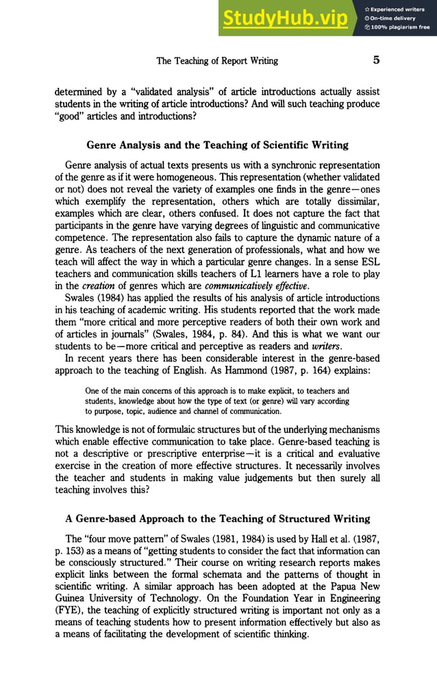 A Genre-Based Approach To The Teaching Of Report-Writing | PDF