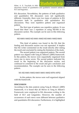 A GENRE ANALYSIS ON THE DISCUSSION SECTION OF QUANTITATIVE AND QUALITATIVE RESEARCH ARTICLES IN ...