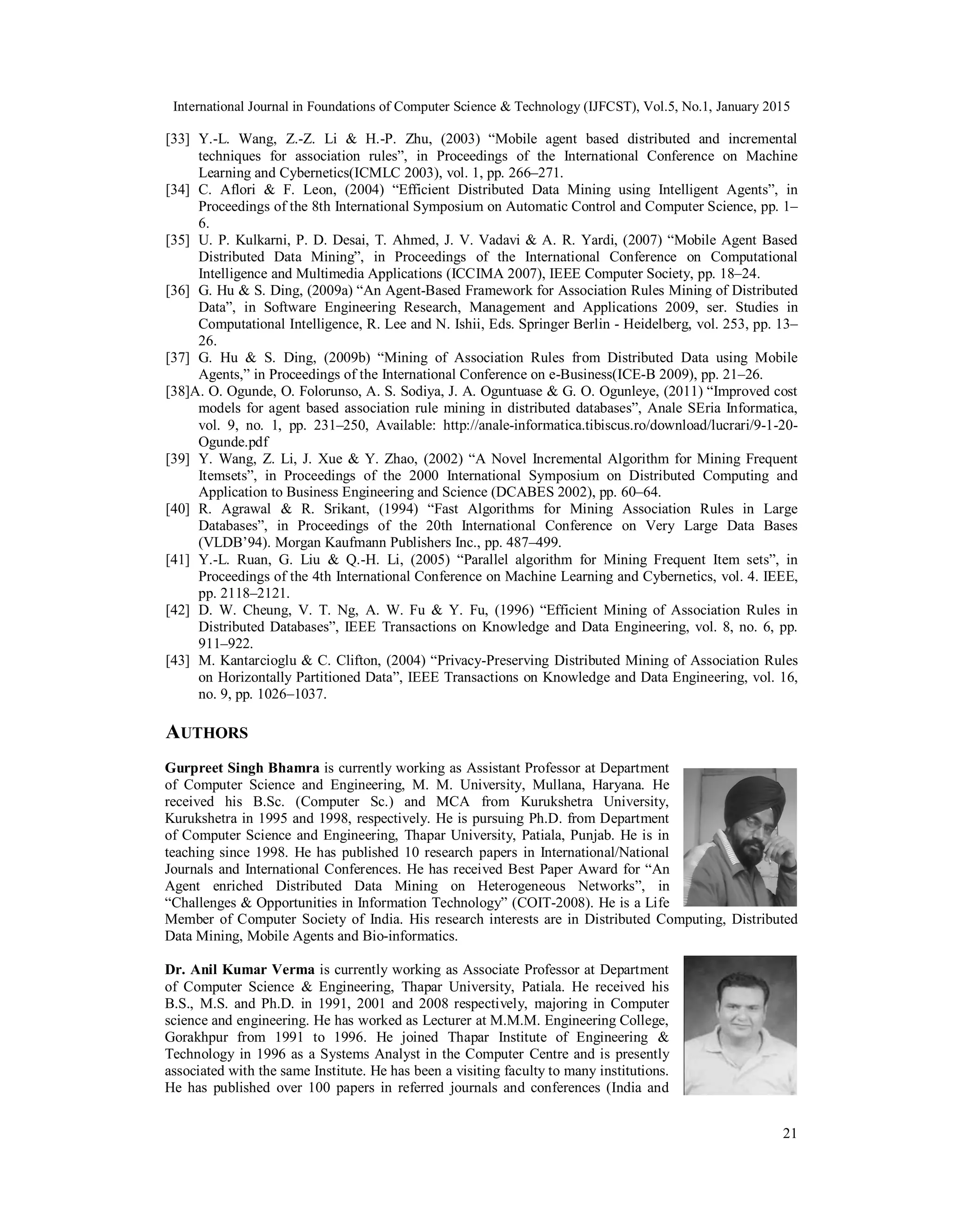 Agent based frameworks for distributed association rule mining an analysis | PDF