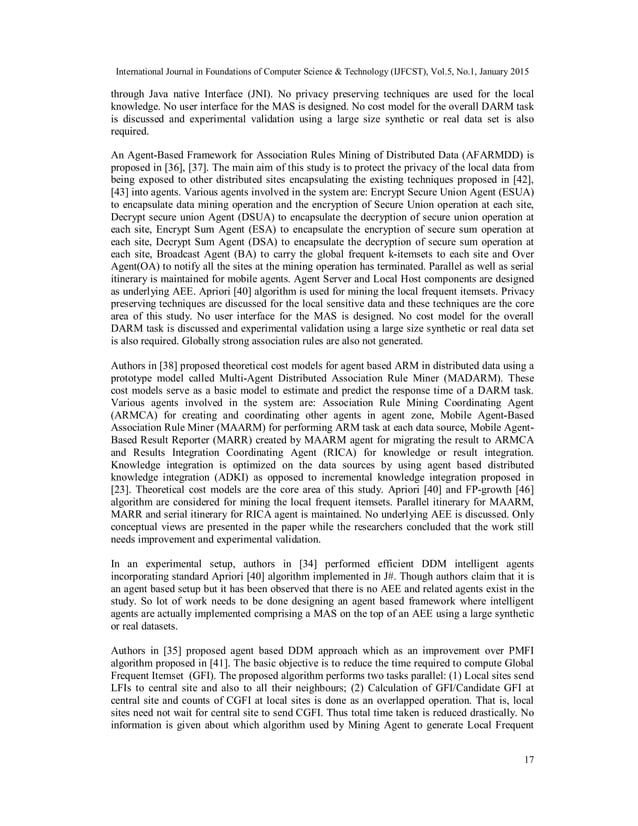 Agent based frameworks for distributed association rule mining an analysis | PDF