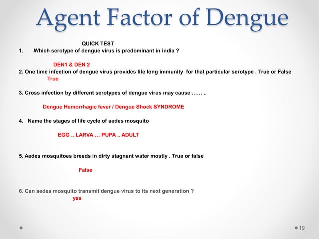 Agent factors of dengue- topic for 15 min pedagogy | PPTX | Infectious ...