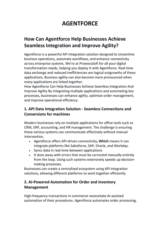 Agentforce AI: Seamless API integration Solutions for Businesses | PDF
