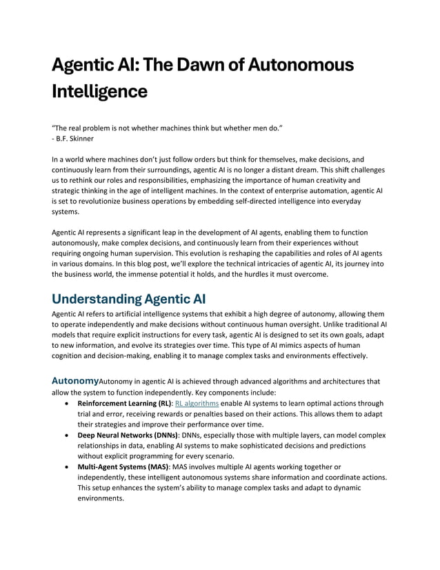 Agentic AI - The Dawn of Autonomous Intelligence1.pdf | Technology Industry | Industries