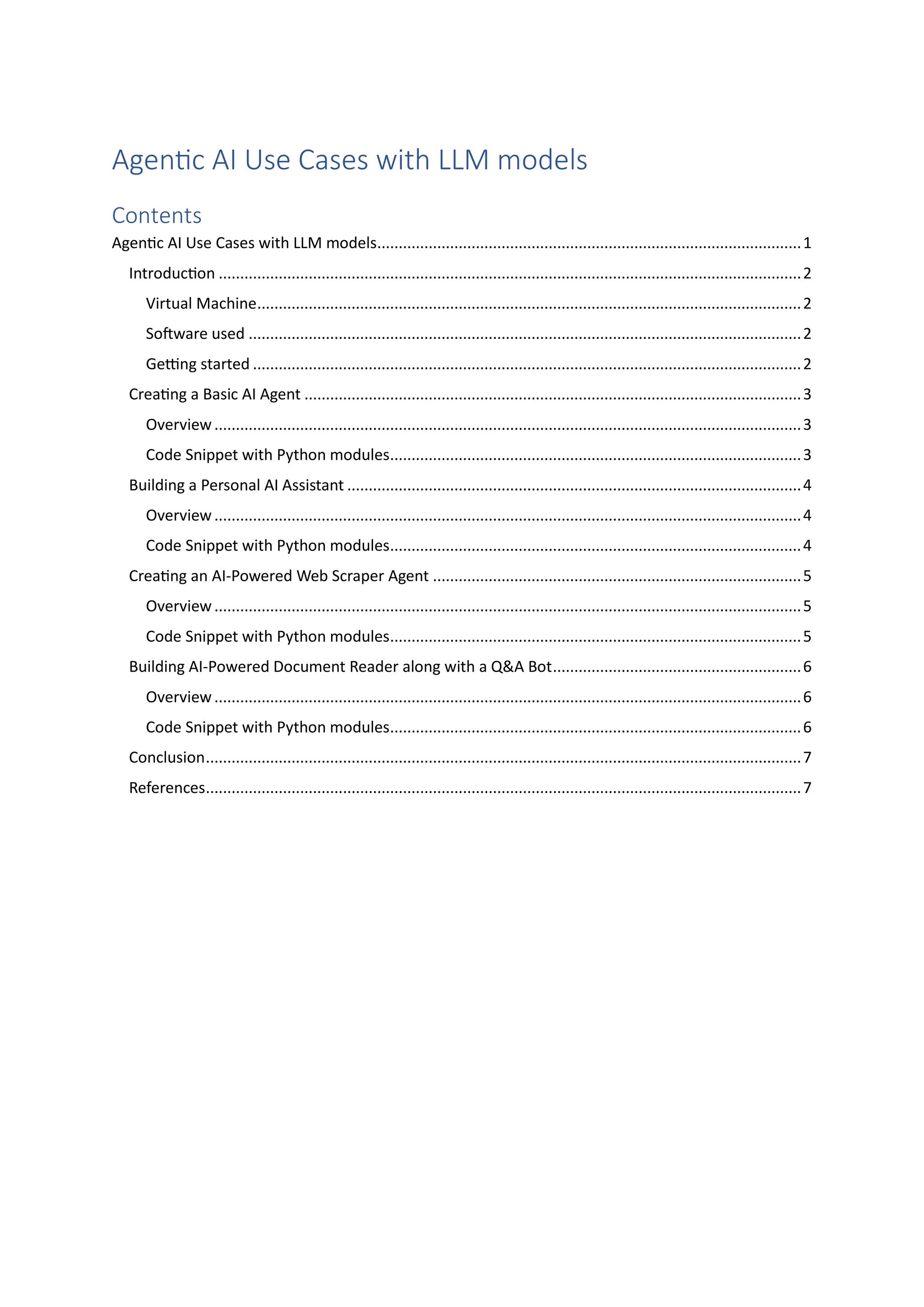 Agentic AI Use Cases using GenAI LLM models | PDF
