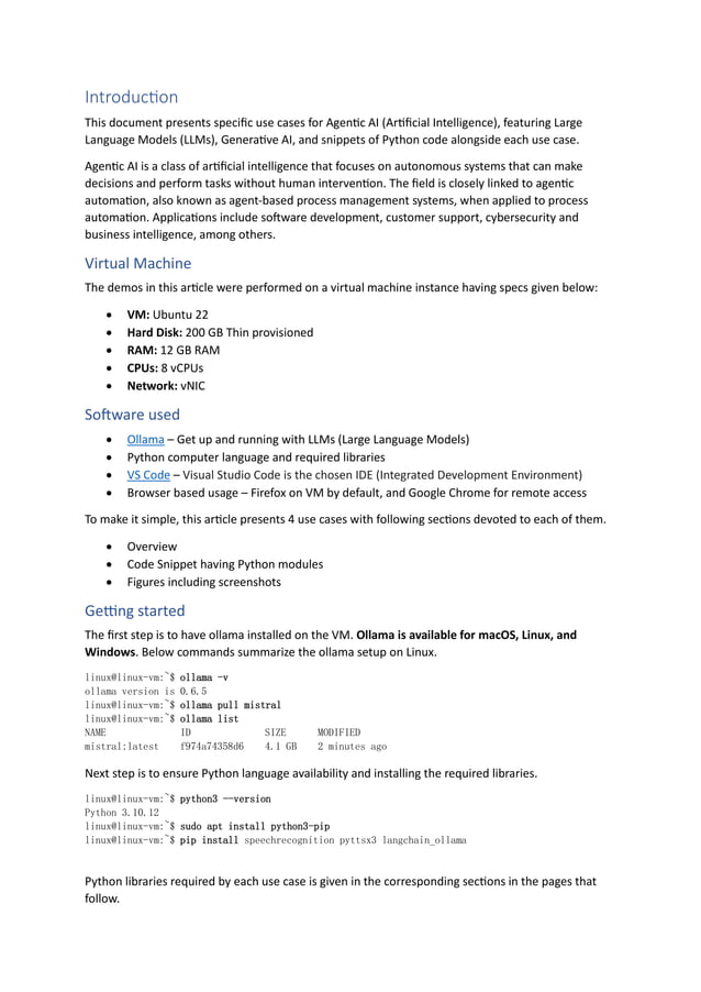 Agentic AI Use Cases using GenAI LLM models | PDF
