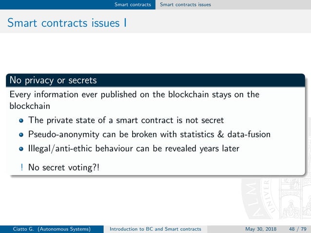A gentle introduction to the Blockchain and Smart Contracts | PPT