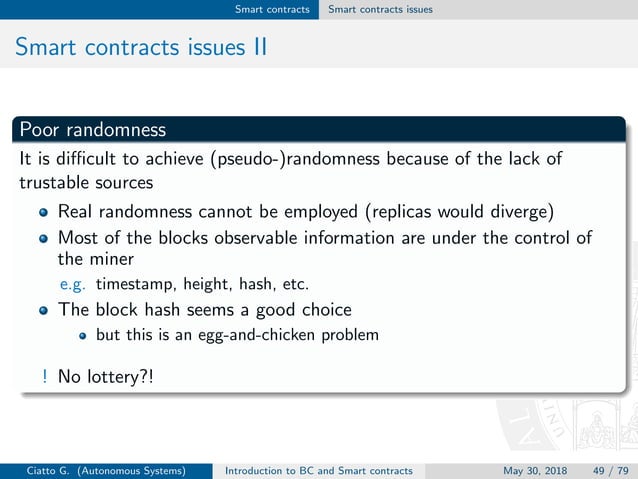 A gentle introduction to the Blockchain and Smart Contracts | PPT