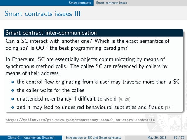 A gentle introduction to the Blockchain and Smart Contracts | PPT
