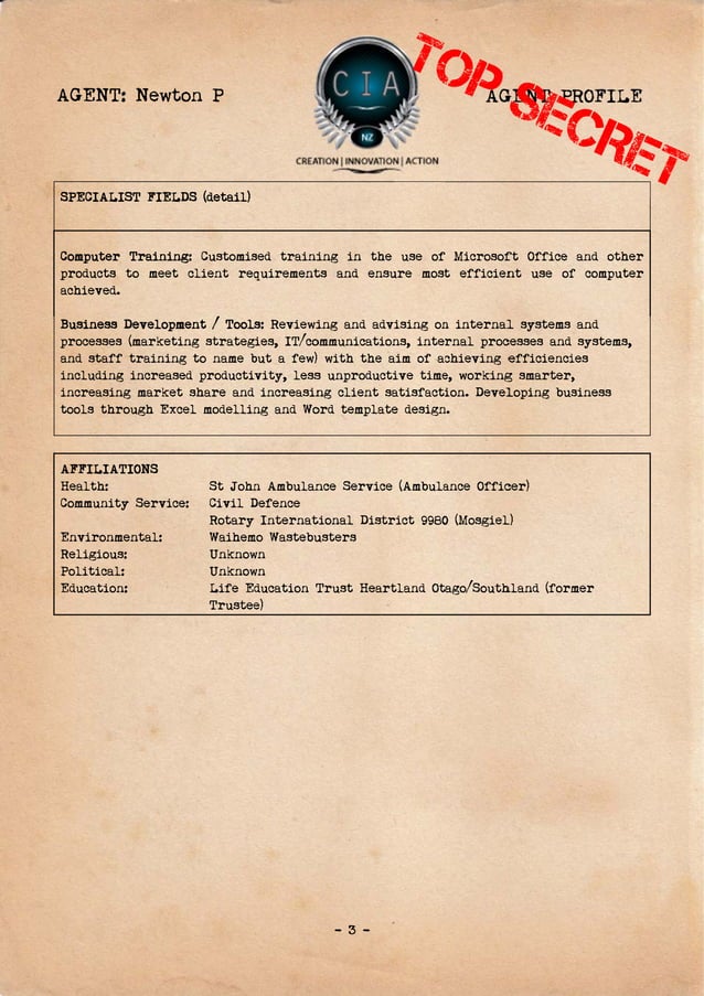 CIA - Agent Profile - Peter Newton | PDF | Computer Software and ...