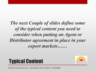Agent or Distributor Agreement Checklist BCS 2014 | PPT