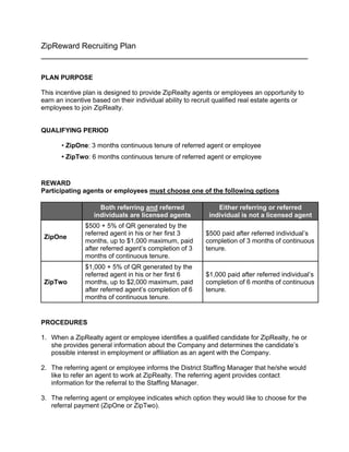 ZipReward Agent Referral Plan | PDF