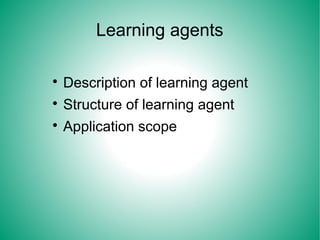 Learning agents | PPT