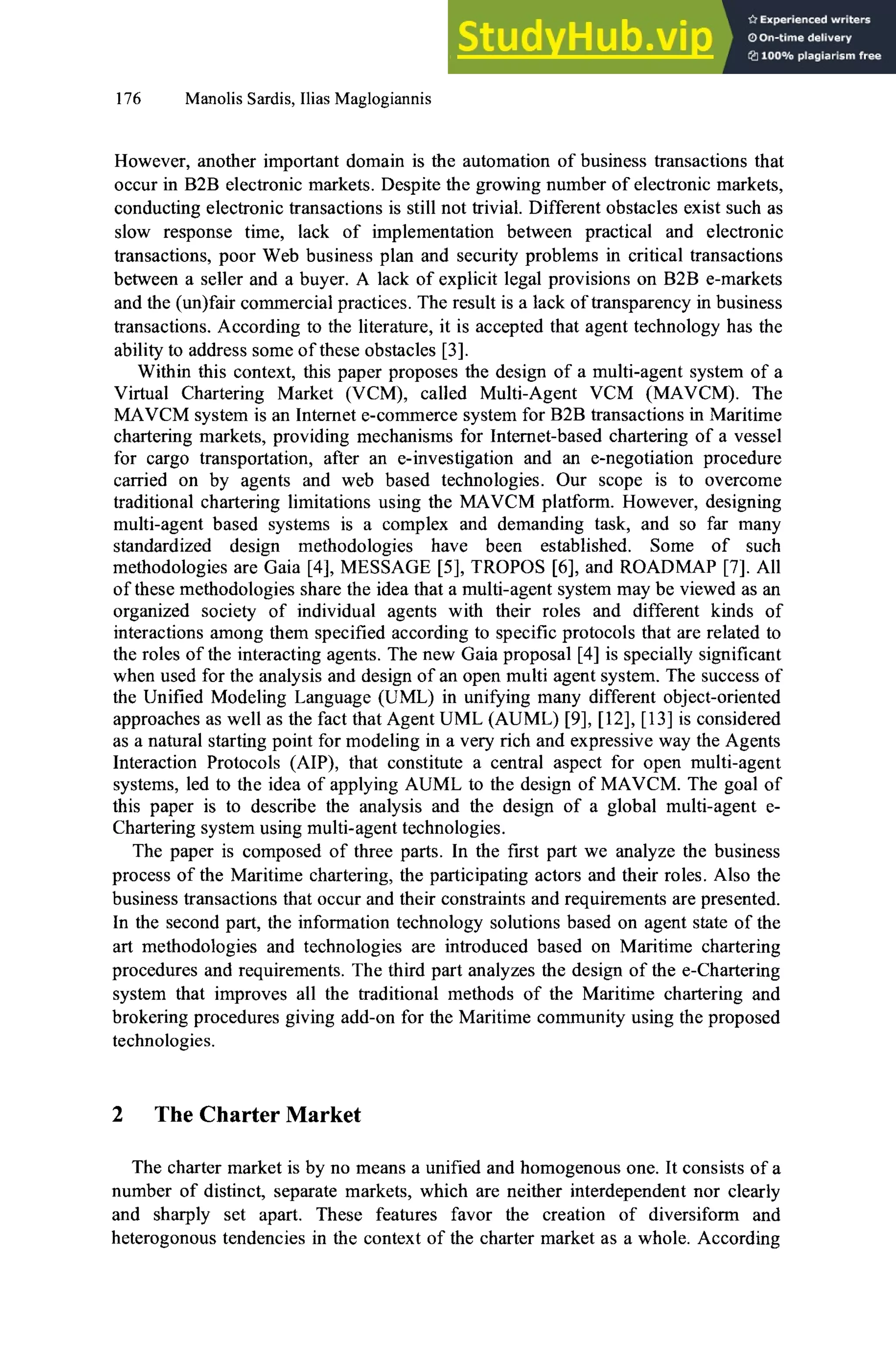 Agents Methodologies For E-Chartering Market Design | PDF