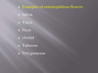Agents of Pollination, hydrophily, anemophily, cheropetrophily ...