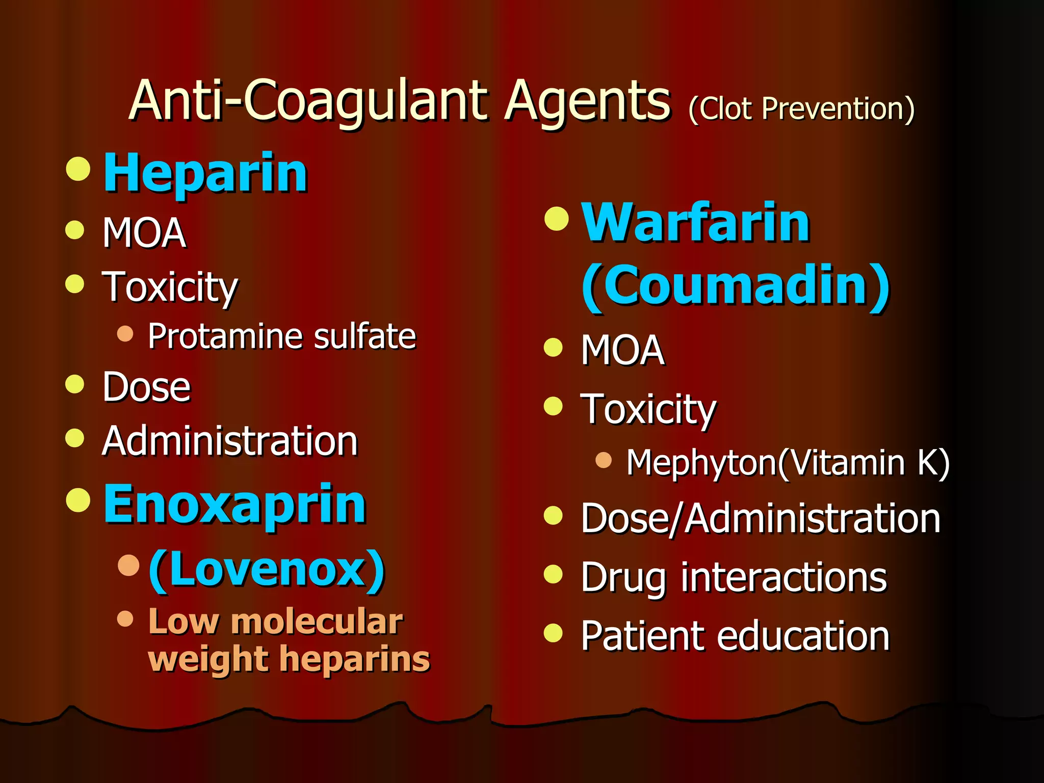 Agents used in coagulation disorders | PPT