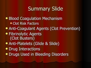 Agents used in coagulation disorders | PPT