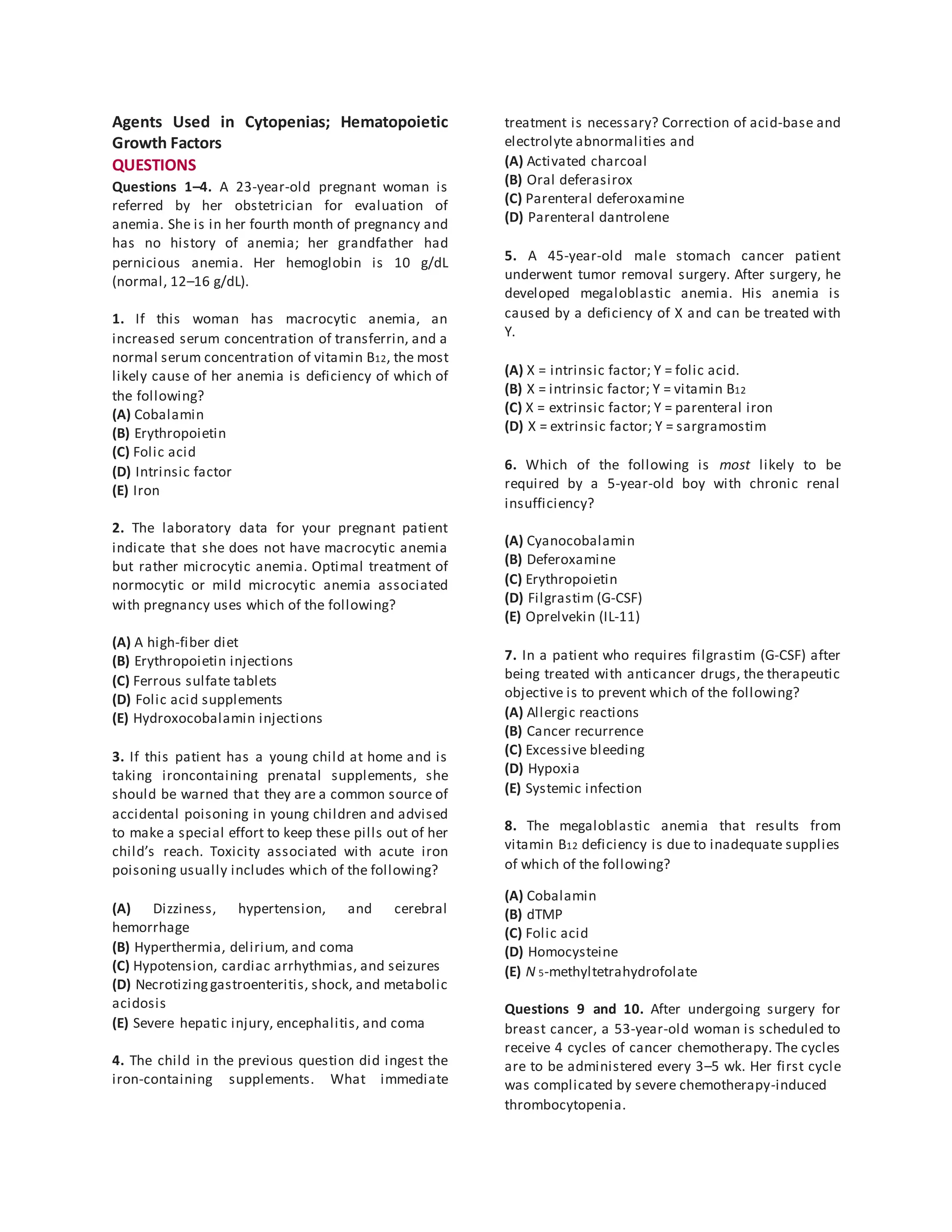 Agents used in cytopenias | DOCX