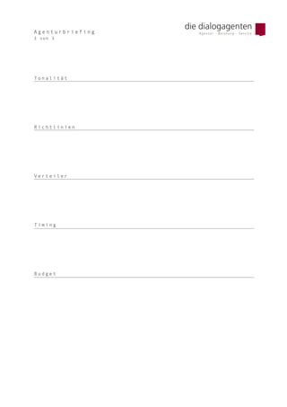 Agenturbriefing (Vorlage) - die dialogagenten | PDF