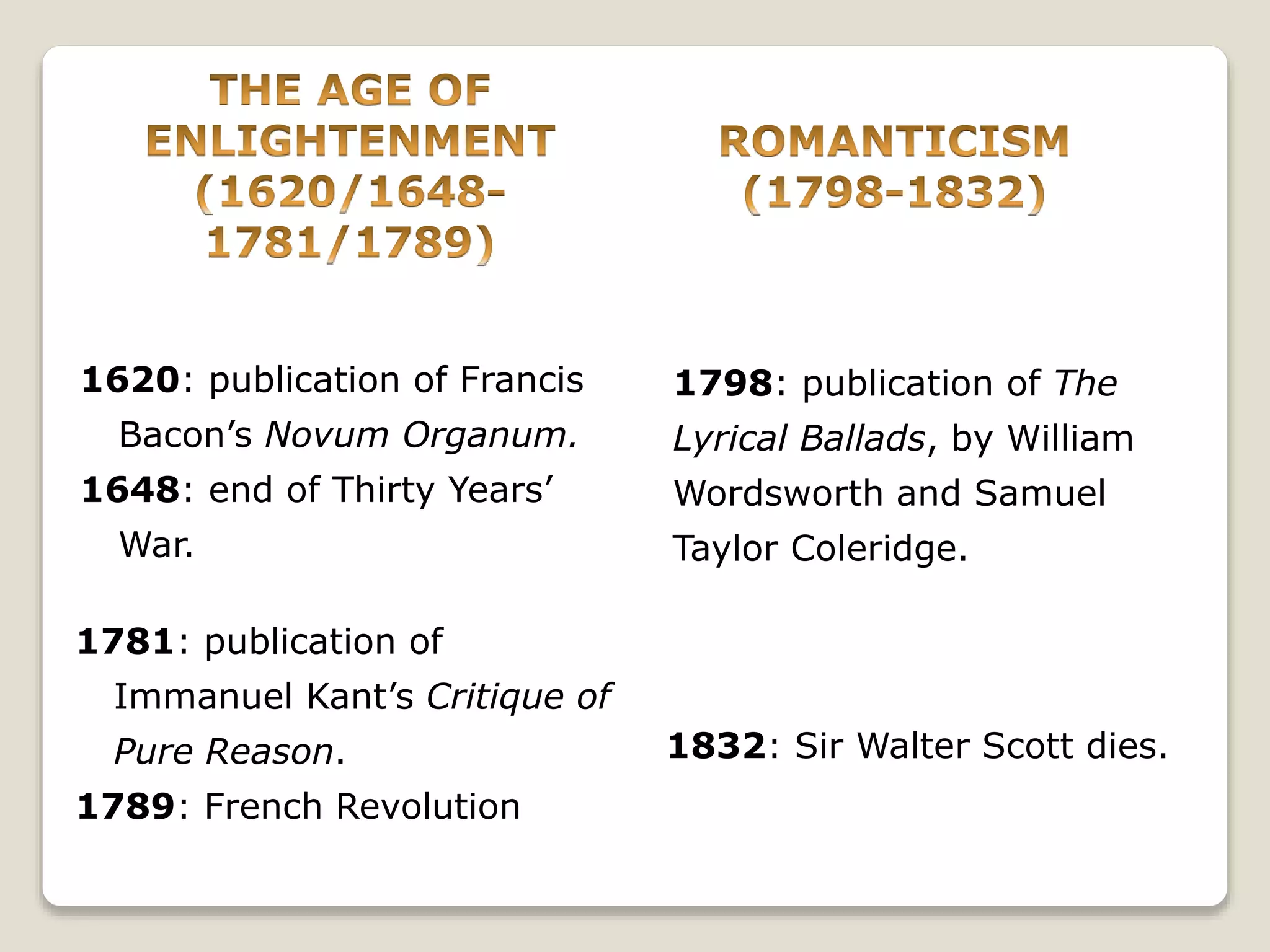 Age of enlightenment vs romanticism | PPT