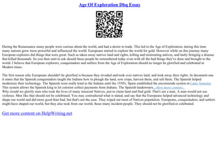 Age Of Exploration Dbq Essay | PDF