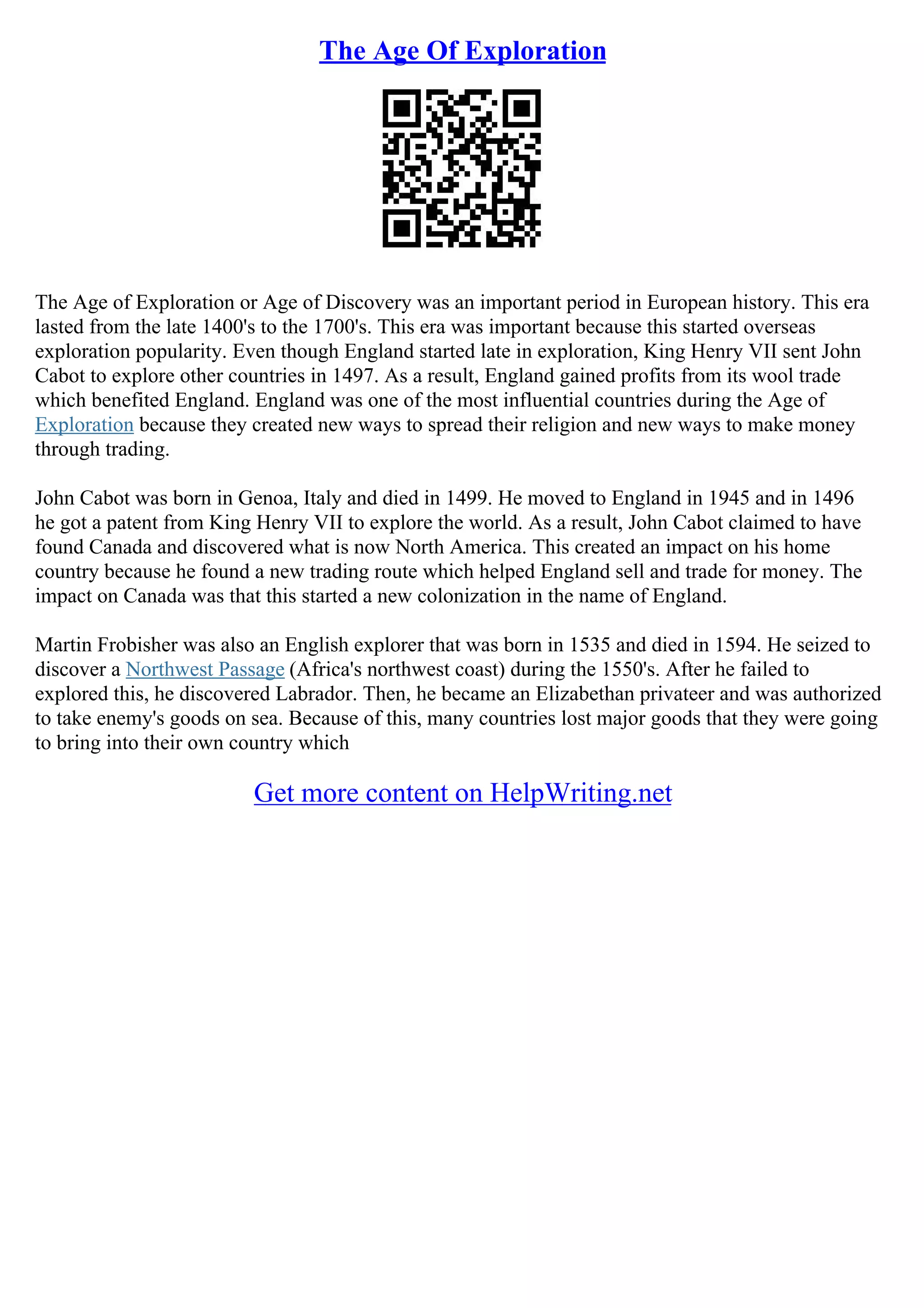 Age Of Exploration Essay | PDF